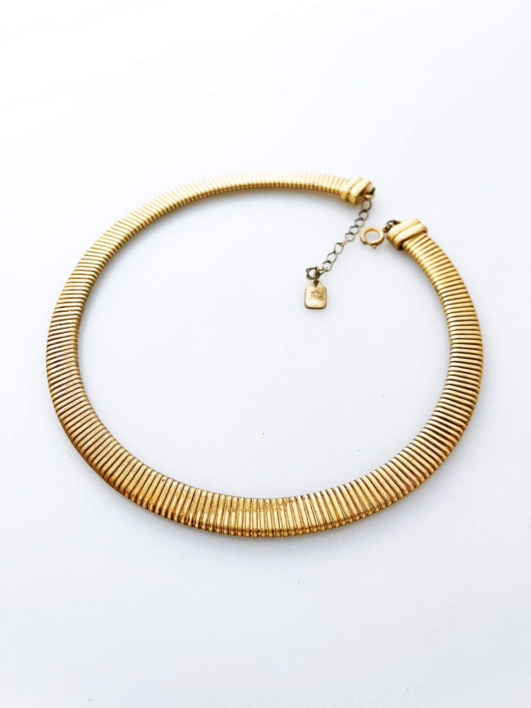RLL Collar Necklace, Vintage Formed Metal Choker Necklace Ralph Lauren ...