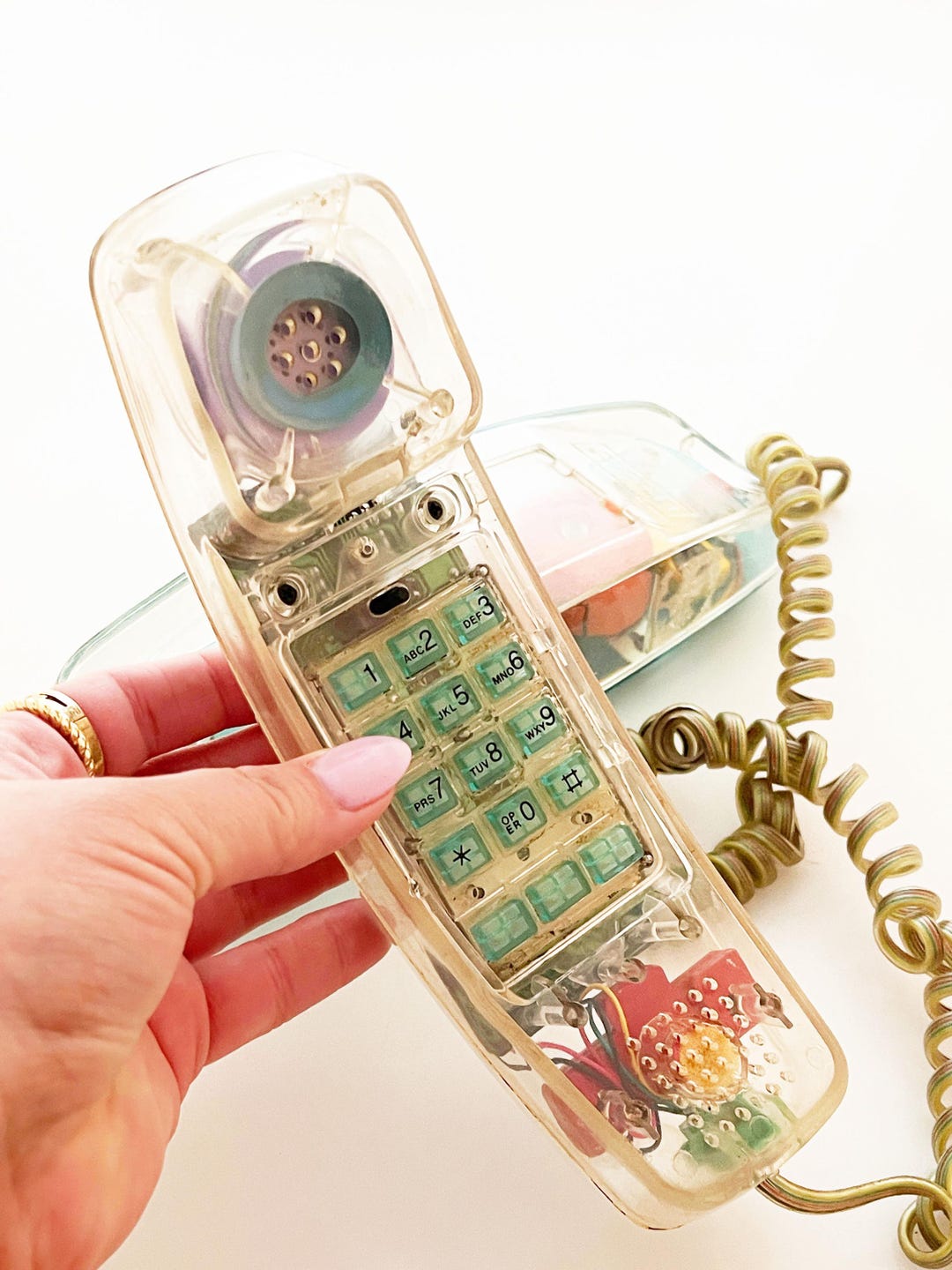 Dial up Phone- Tabletop Desktop Clear See Through Light up Landline ...