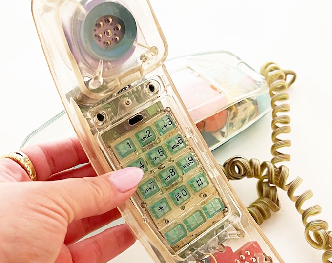 Dial up Phone- Tabletop Desktop Clear See Through Light up Landline ...