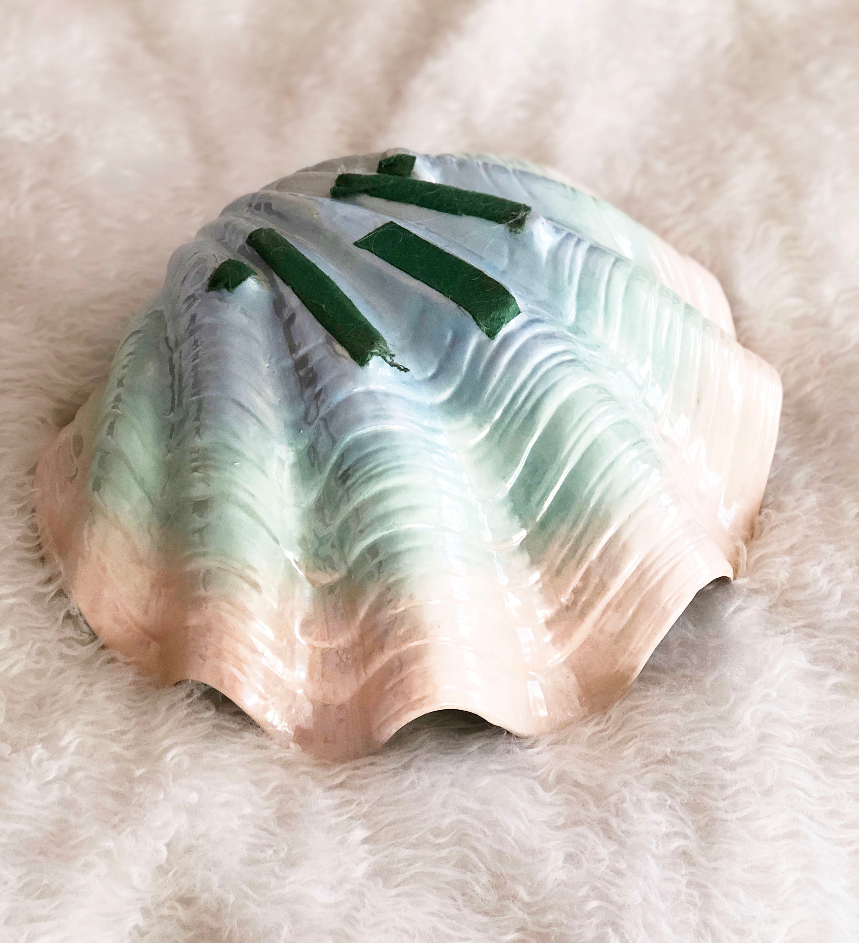 Vintage Decorative Porcelain Clam Shell Massive Tabletop | Etsy