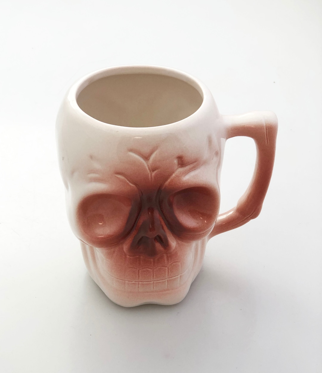 Skull Shaped Mug - Vintage Ceramic White Brown Coffee Tea Retro 80s - Etsy