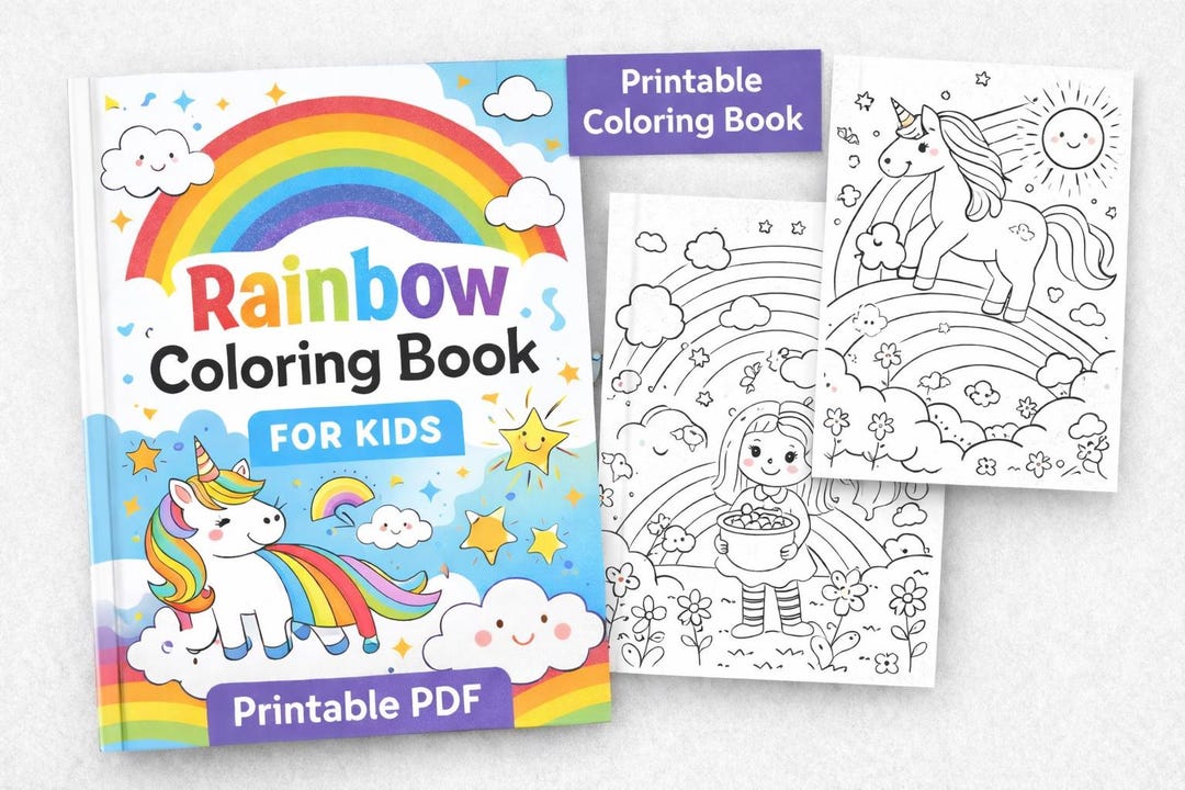 Rainbow Unicorn Coloring Book for Kids – Cute Unicorn Coloring Pages ...