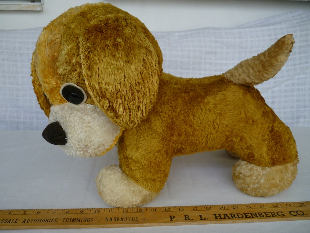 Vintage,large,wood Stuffed,plush Dog With Swivel Head. - Etsy