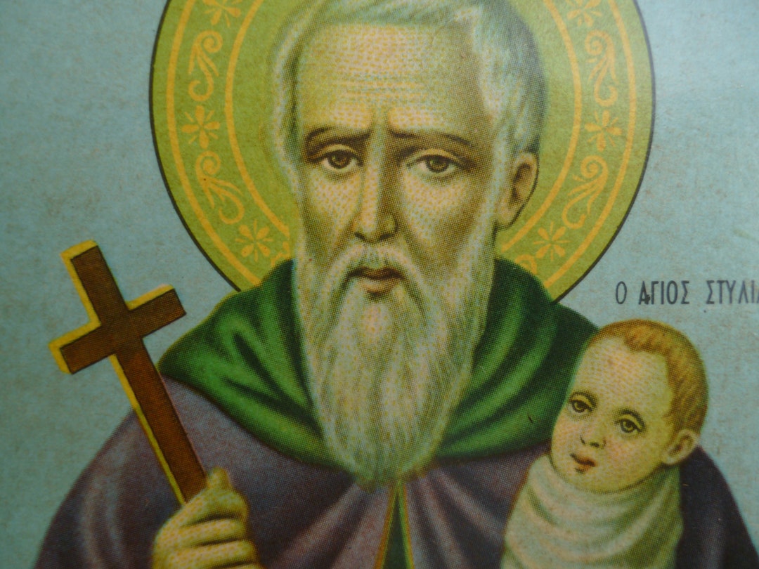 Vintage Greek Icon,st Stylianos of Paphlagonia,patron Saint of Children ...