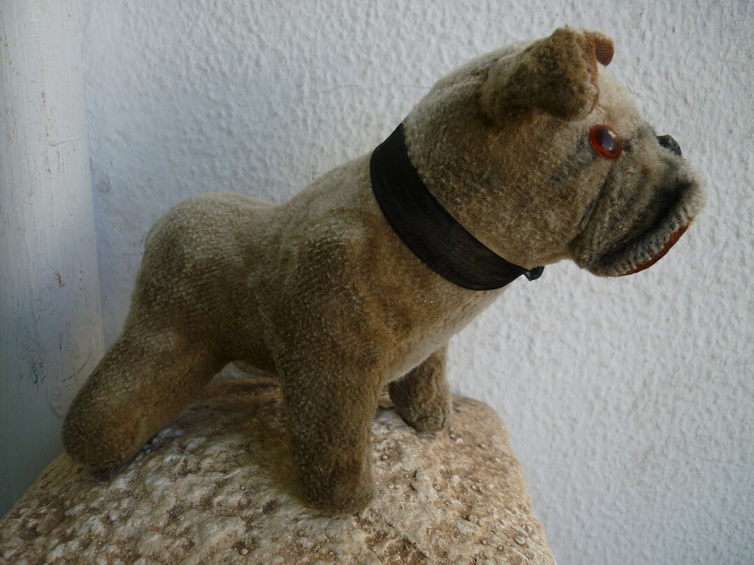 Vintage,wood Stuffed,plush,muscular Bulldog,fixed,standing Position. - Etsy