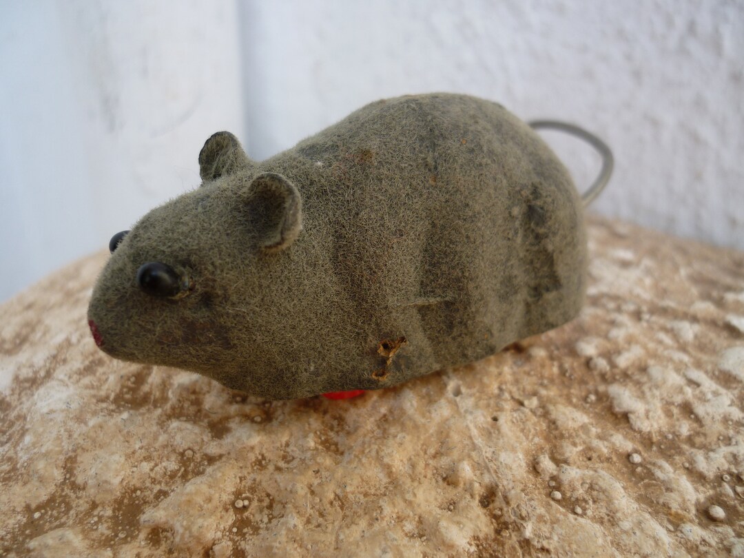 Antique,german,paper Mache,miniature Mouse,gray,grey,felt Covered Toy ...