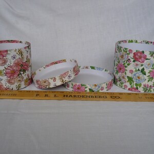 Pair,shabby Chic,small,round Boxes,floral,paper-covered Card,storage or ...
