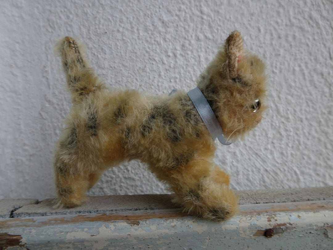 Vintage,small,hermann,mohair Cat,kitten,stitched Nose,filament Whiskers ...