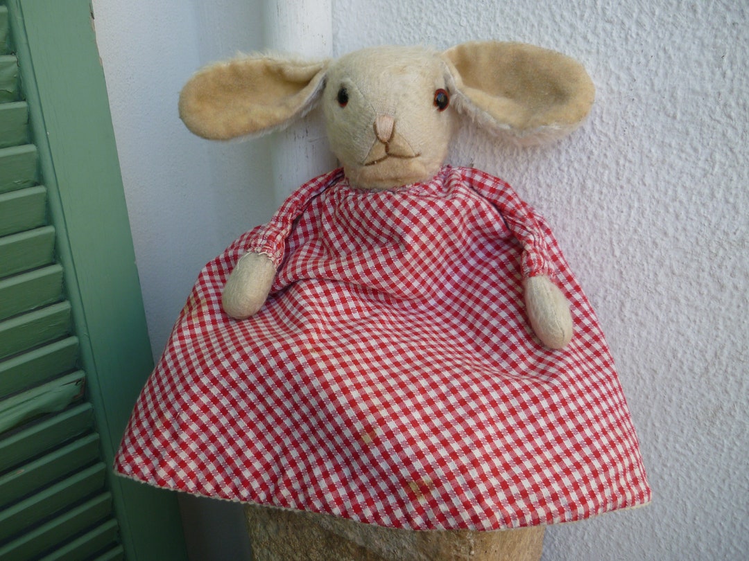Vintage Trudi,topsy Turvy,plush Bunny Rabbit & Bear,glass Eyes ...
