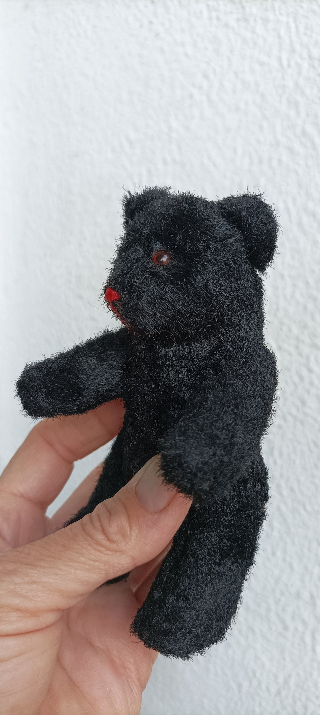Vintage,5''black Bear,miniature,stick Jointed,small Bear,wire-jointed ...