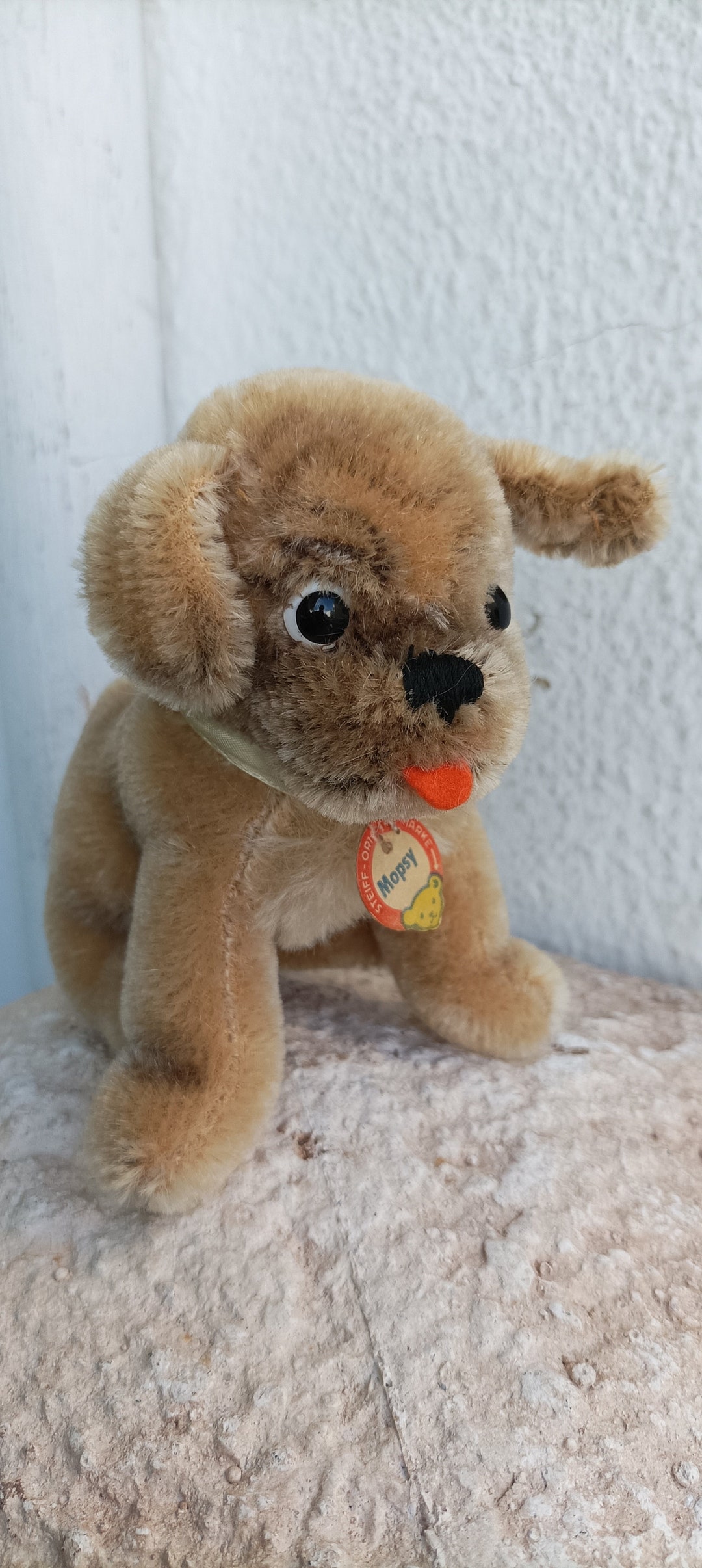 Vintage,1950's,steiff Mopsy Pug,mohair,dog,swivel Head,name Tag,ribbon,no Other Ids. - Etsy