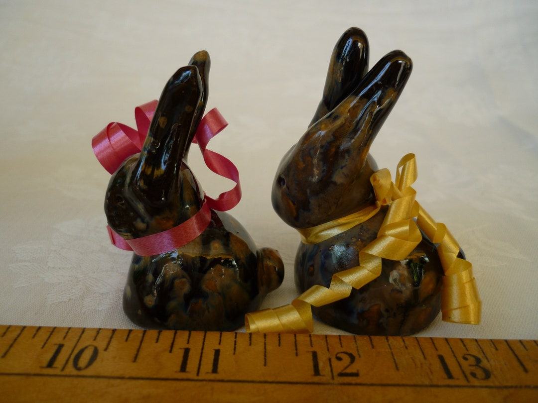 Vintage,glazed Ceramic Rabbits,bunnies,miniature Bunny Figurines - Etsy