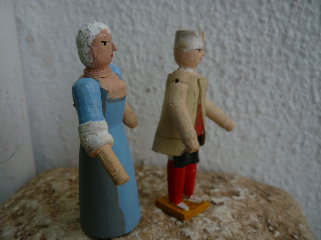Vintage,erzgebirge,couple,handmade,putz Figures, Carved,man & Woman ...
