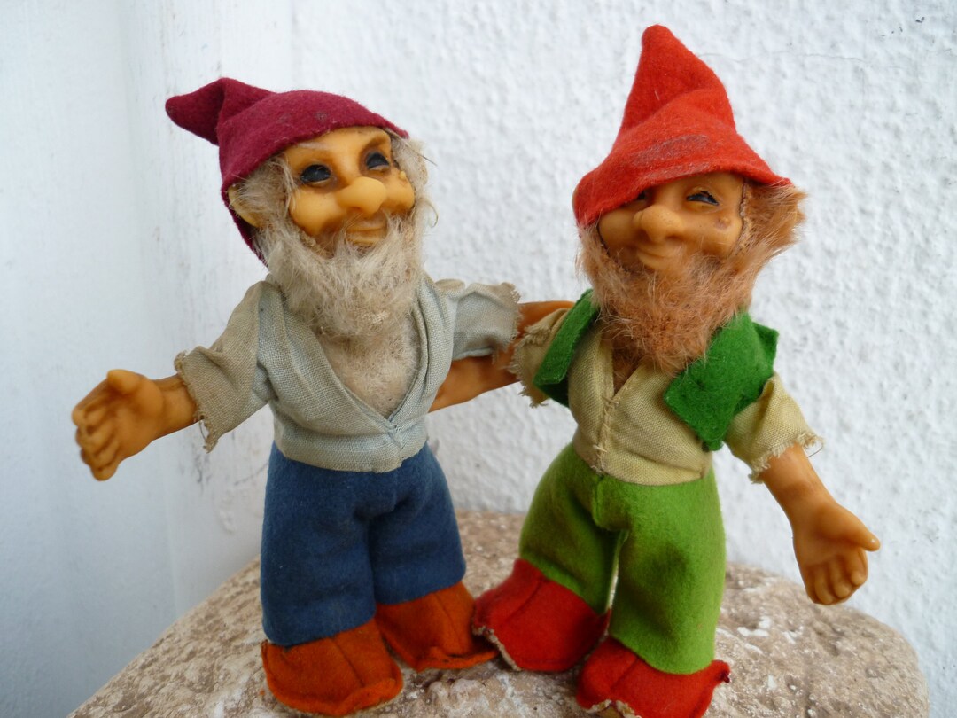 Vintage,pair Steiff,lucki & Gucki 5'' Rubber Gnomes With Felt Clothes ...
