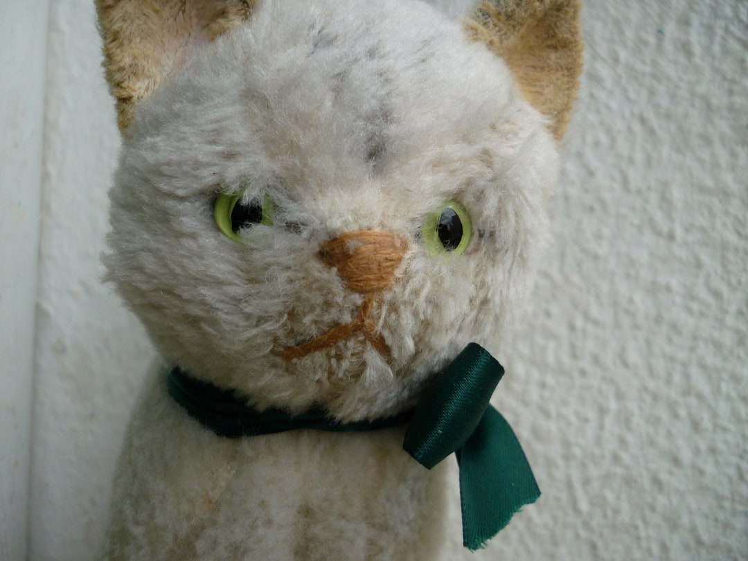 Vintage,plush,striped German Cat,green Eyes,stitched Nose. - Etsy