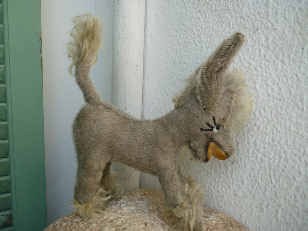 Vintage,gray,grey Mohair,laughing or Comical Donkey,wood Stuffed,plush ...
