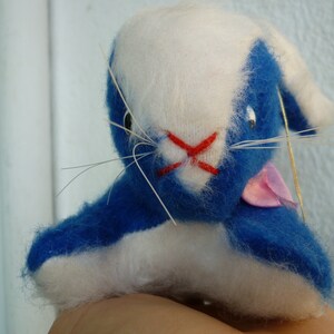 Vintage,plush,blue,albico,bunny Rabbit,sewn Nose,monofilament Whiskers ...