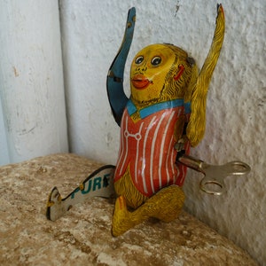 Vintage,1950's,tin,wind Up,ape,monkey,somersaulting,flipping,working ...