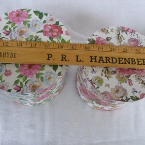 Pair,shabby Chic,small,round Boxes,floral,paper-covered Card,storage or ...