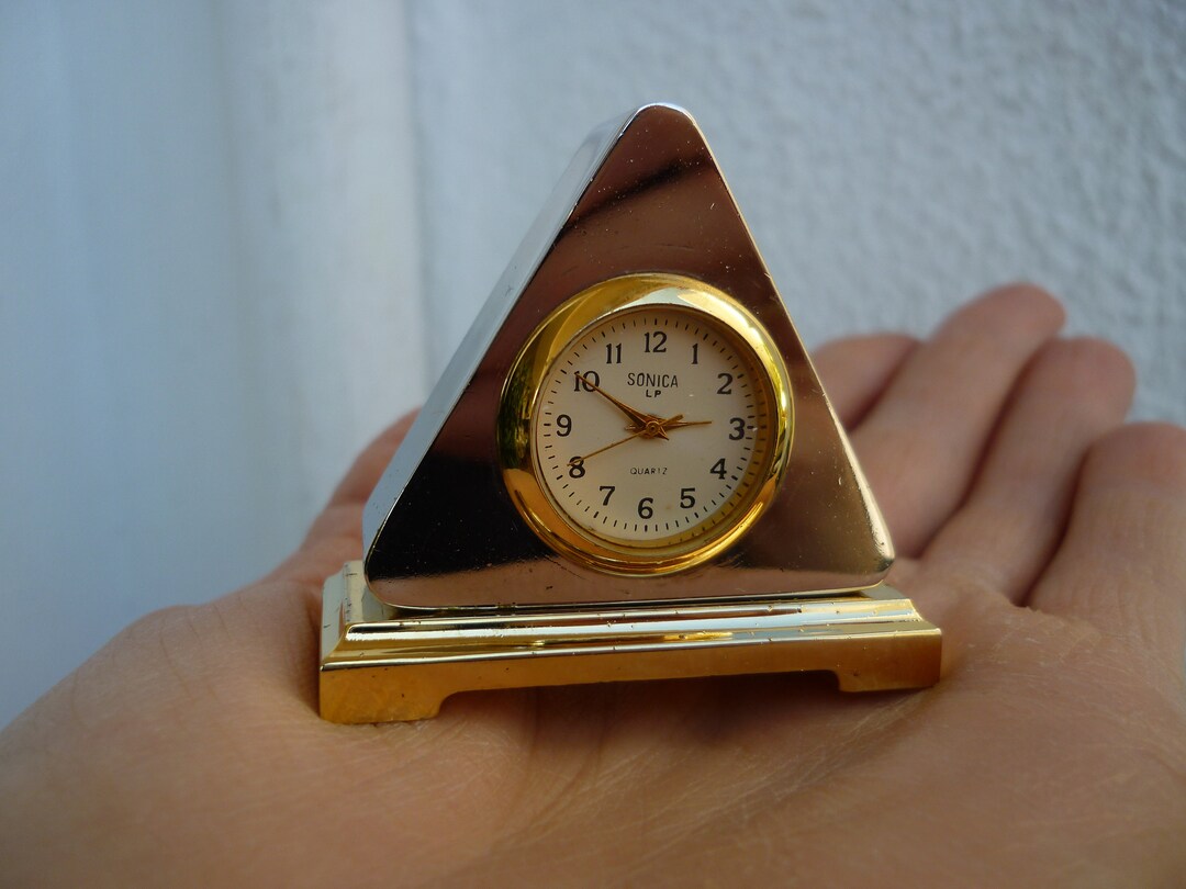 Vintage,miniature Clock,2 Tone Brass Alloy, Mantel,mantle,working ...
