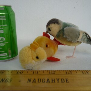 Lot of 3,vintage,steiff Toys,mohair Bird,finch/tit With One Leg,flossy ...