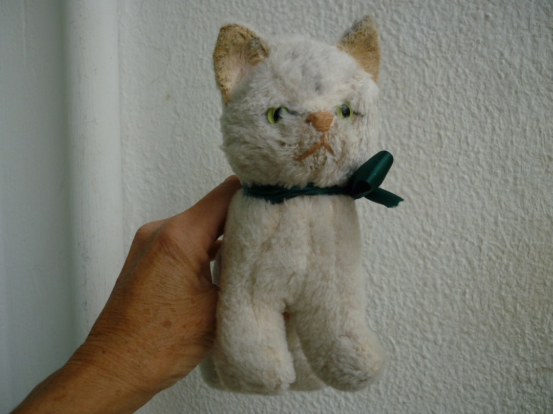 Vintage,plush,striped German Cat,green Eyes,stitched Nose. - Etsy