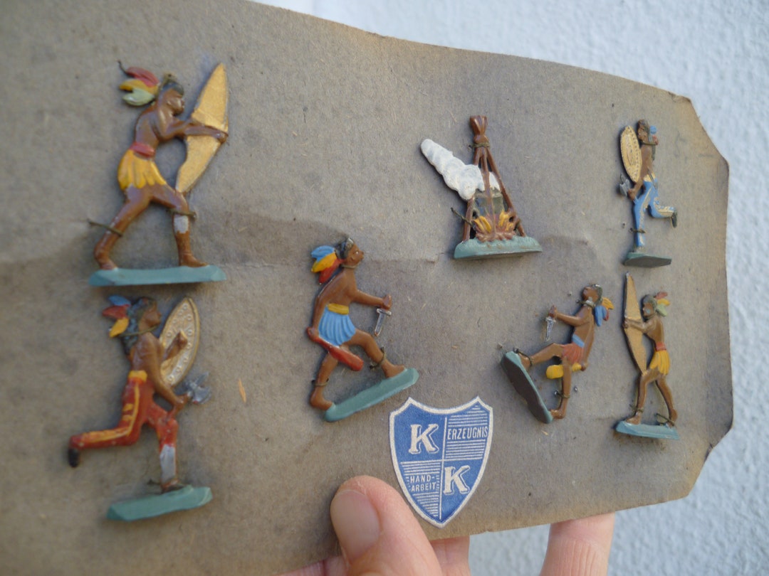 Vintage Set of Flat,tin Figures.native,american Indians,handmade KK ...