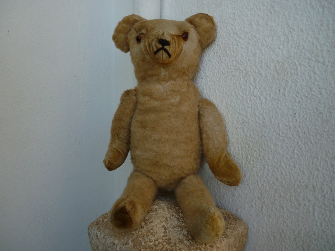 Antique,primitive,threadbare,teddy Bear,straw Stuffed,string & Wire ...