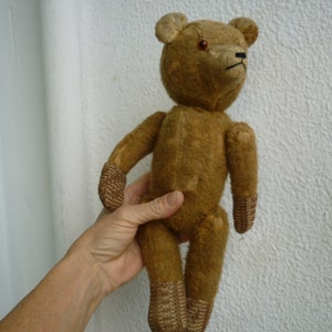 Vintage,12'' Fully Jointed,teddy Bear,worn,threadbare,mohair,glass,eyes ...