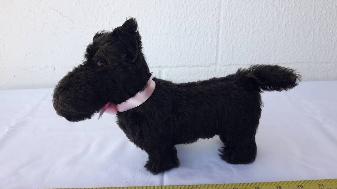 Vintage,french,black Scottie,scottish Terrier,worn & Threadbare Dog ...