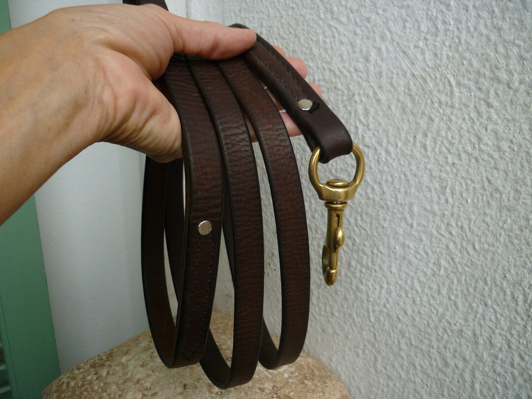 Vintage,long,brown,oiled Leather Dog Lead,leash With Brass Catch,73 ...