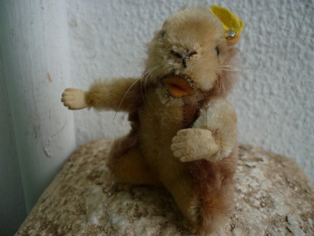 Vintage,rare Steiff,smallest,10 Cm. Mohair Piff,begging Marmot ...