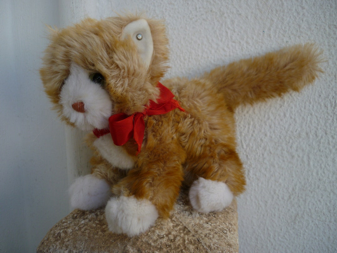 Vintage,steiff Plush Cat With Silverscript Ear Button Ginger,orange ...