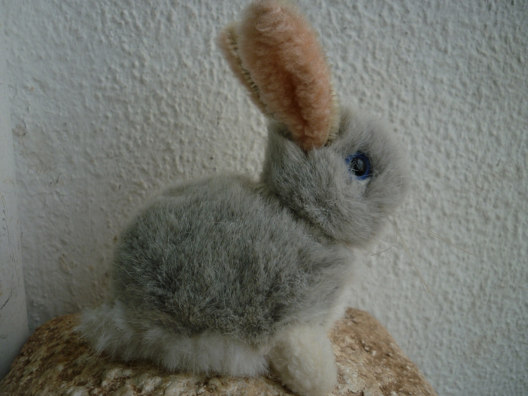 Vintage,steiff,small,snuffy,wool Bunny Rabbit,grey,gray,blue Eyes,no ...