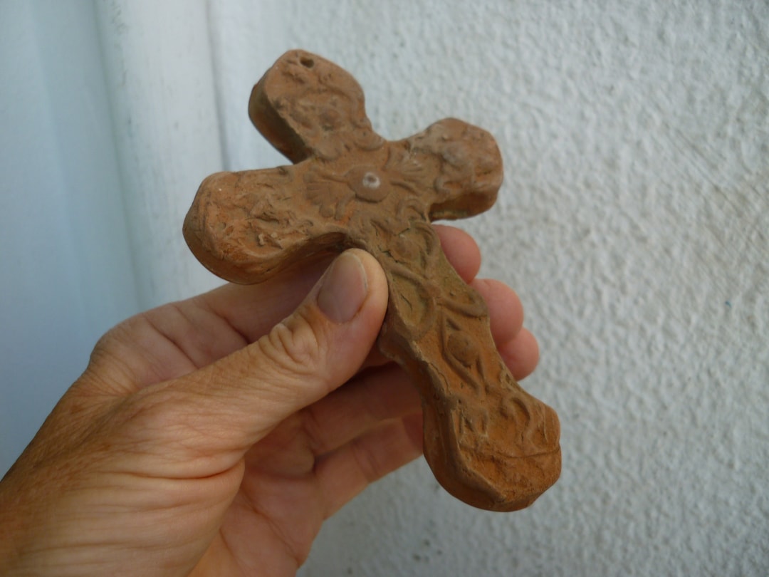 Vintage,small,decorative,terracotta,clay,cross,handmade in Greece. - Etsy