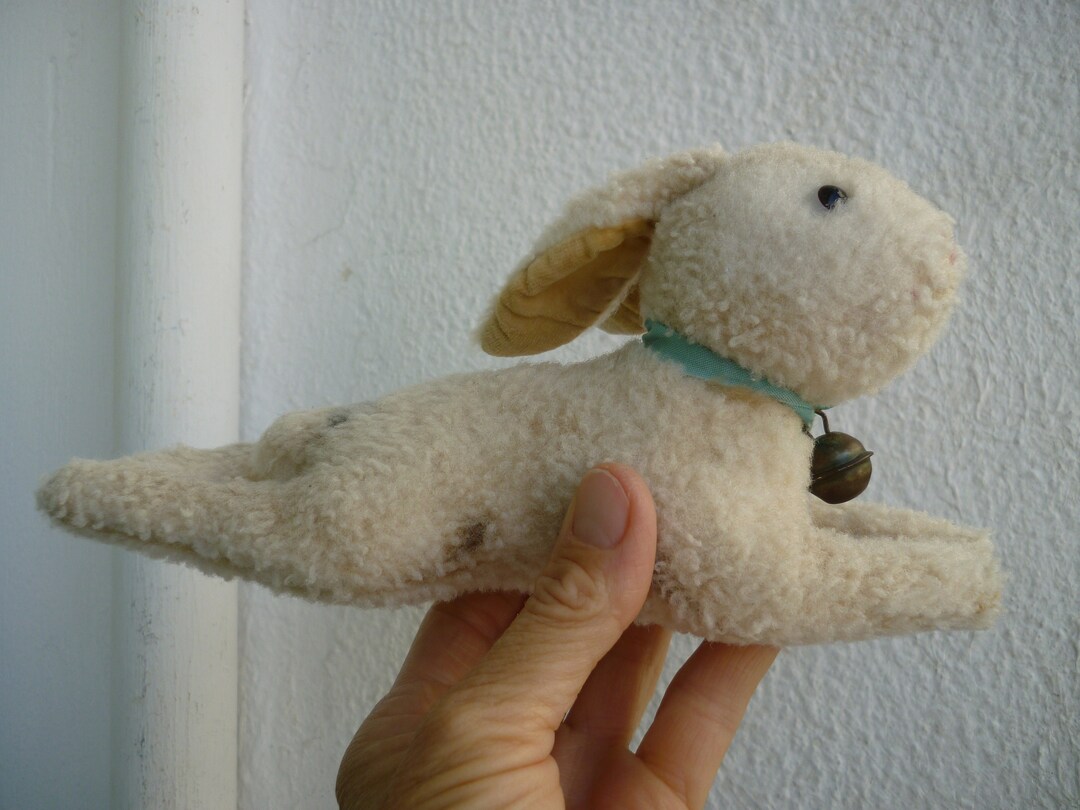 Antique,small,wood Stuffed,plush,reclining Hare,bunny Rabbit,swivel ...