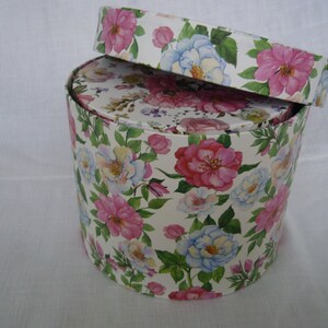 Pair,shabby Chic,small,round Boxes,floral,paper-covered Card,storage or ...