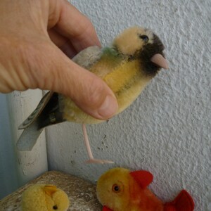 Lot of 3,vintage,steiff Toys,mohair Bird,finch/tit With One Leg,flossy ...