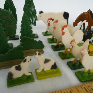 Vintage,30 Piece,putz,farm Animals,figures & Trees,flat,carved,wooden ...