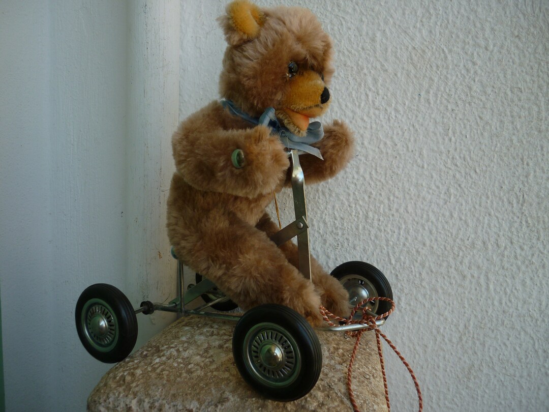 Vintage,plush Bear on Wheels With up & Down Motion When Moving,german ...