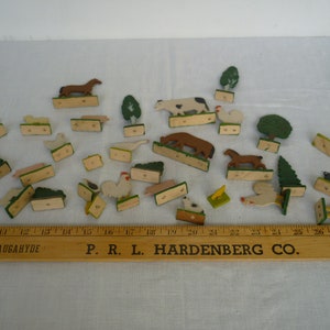 Vintage,30 Piece,putz,farm Animals,figures & Trees,flat,carved,wooden ...
