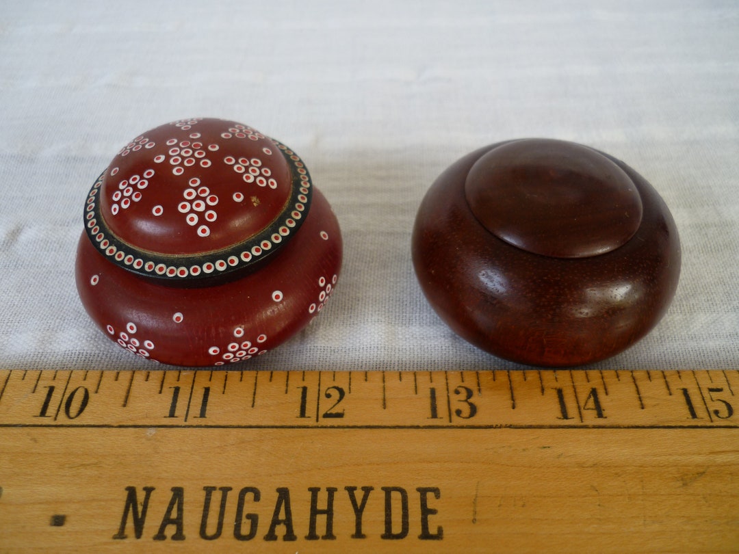 2,vintage,french,small,wooden,treen Boxes,round Box With Lid,miniature ...