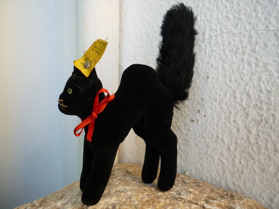 Vintage,steiff,scaredy,scary Tom Cat,7410,00,black Velvet and Mohair,4 ...