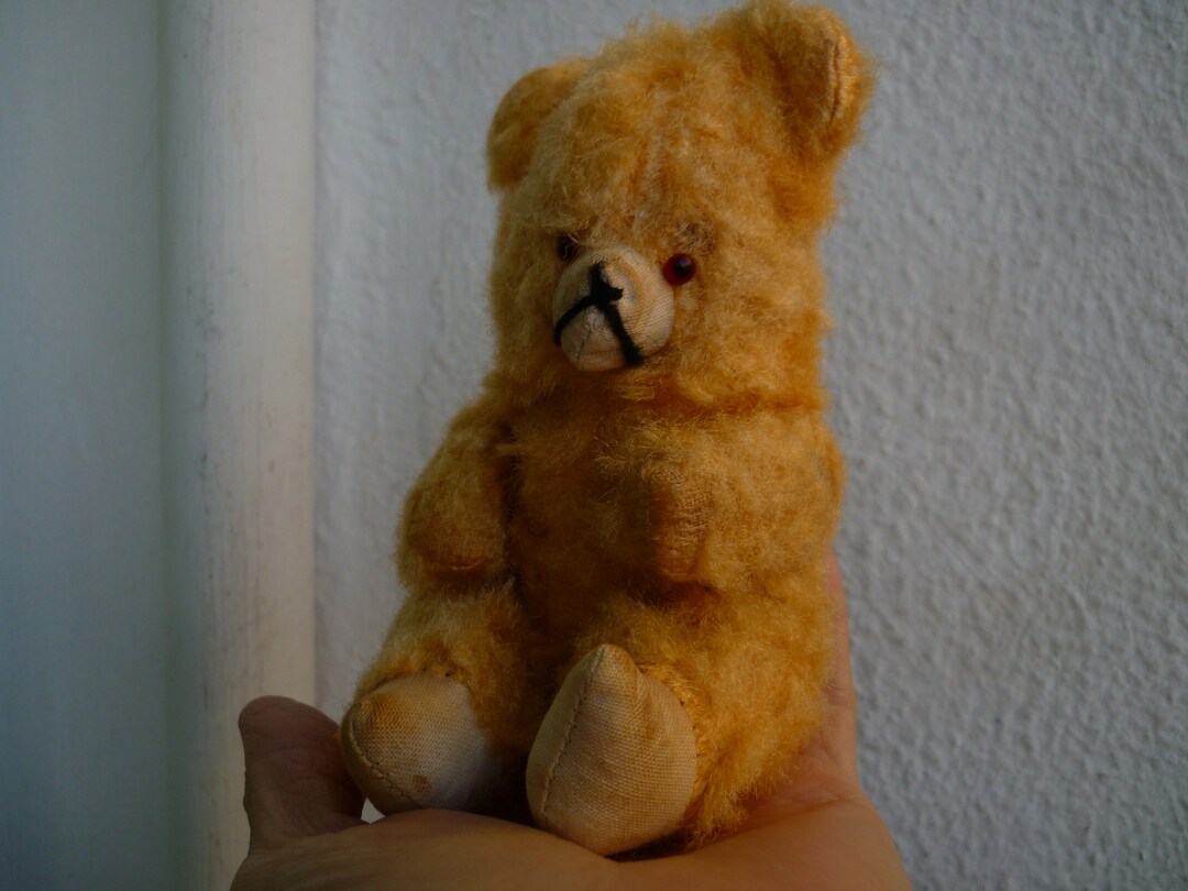 Vintage7'' Wood Stuffed,plush Bear,wire Jointed Limbs,fixed Head,west ...