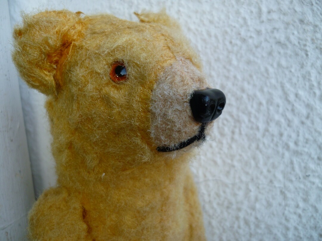 Small,9''vintage,primitive,plush,wood Stuffed,teddy Bear,wire Jointed ...