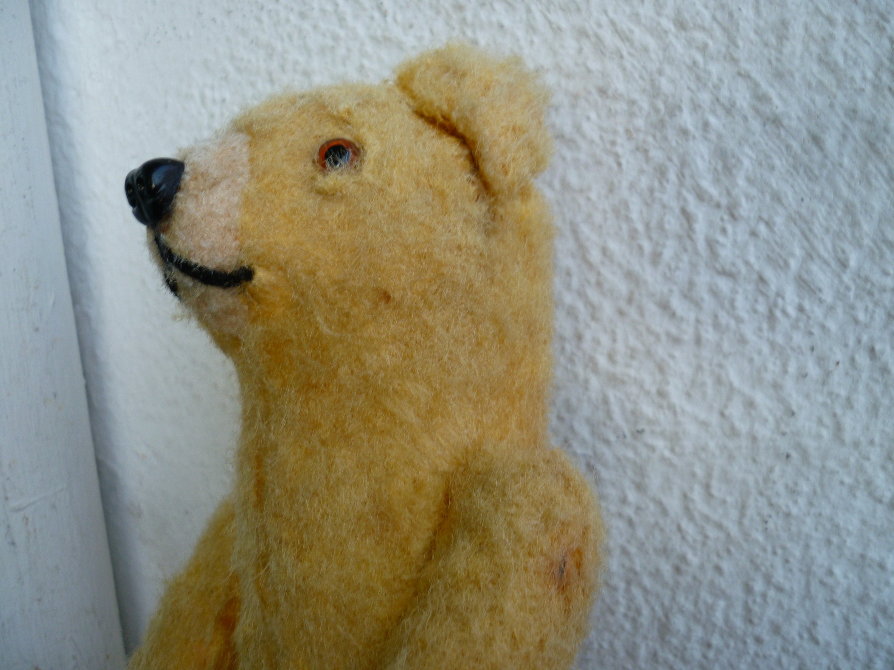 Small,9''vintage,primitive,plush,wood Stuffed,teddy Bear,wire Jointed ...