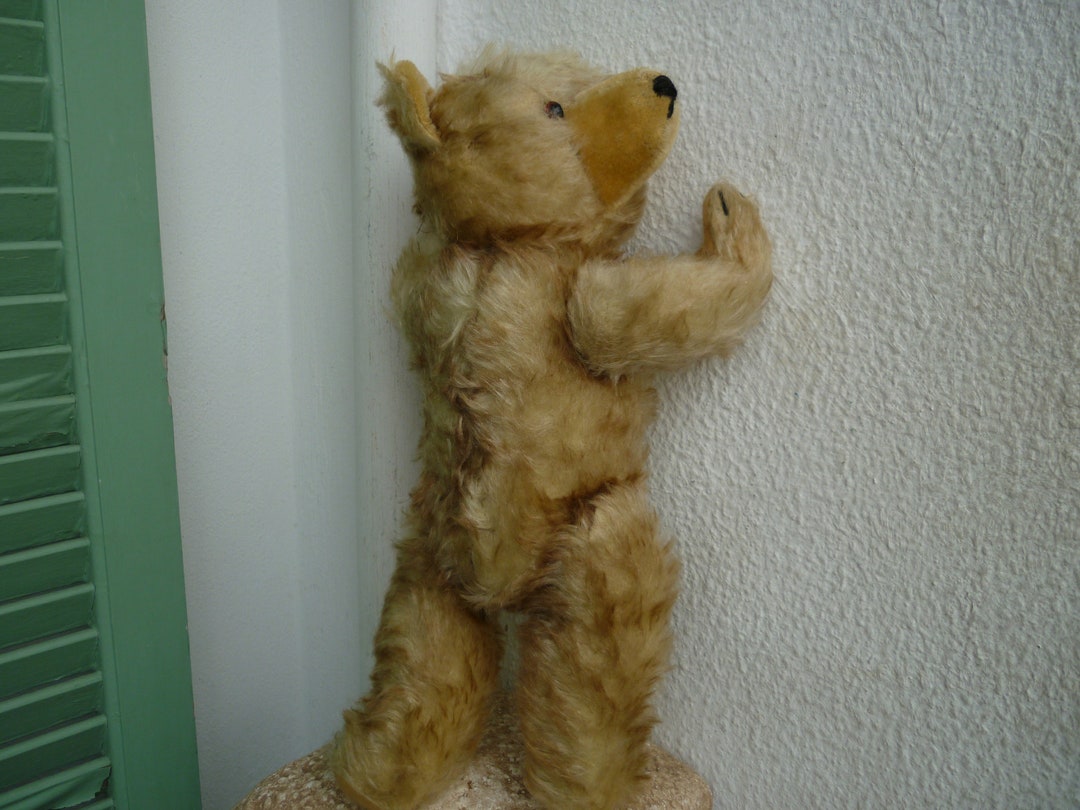 Vintage,15'' Fully Jointed,teddy Bear,worn,threadbare,mohair,glass Eyes ...