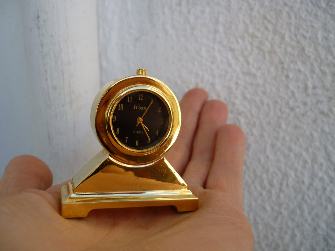 Vintage,miniature Clock,brass Mantel,mantle,working,battery Operated ...