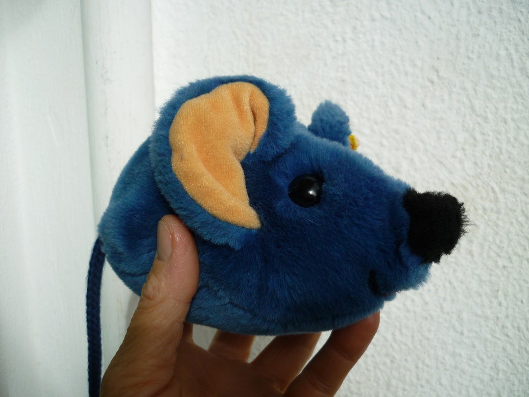 Vintage,steiff Cosy Fiep,blue Mouse,1980's With Ear Button.label is Cut ...
