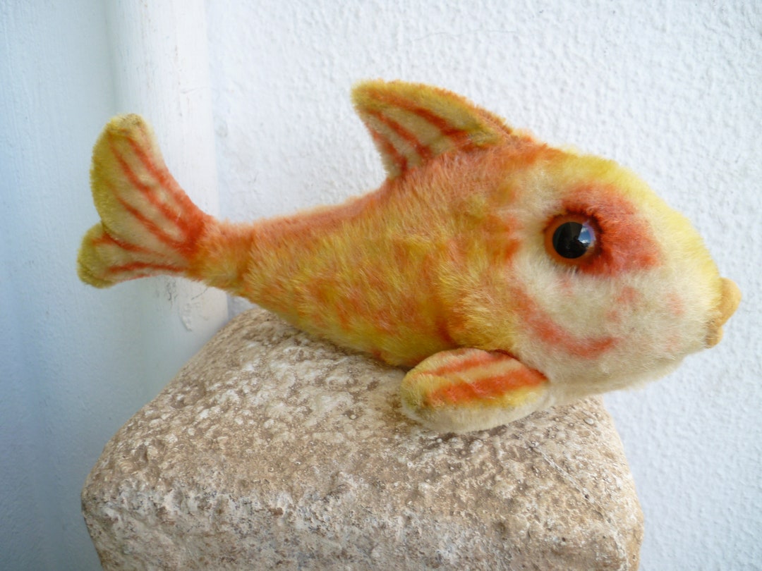 Vintage,steiff,flossy Goldfish,mohair Fish,glass Eyes,silverscript Fin ...